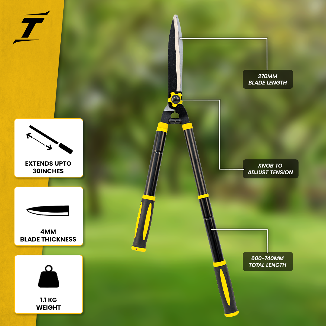 29” Telescopic Hedge Shear w/ High-Carbon Steel Blades